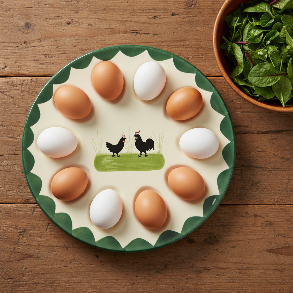 Zeller Keramik Hahn und Henne: Eierteller / Eierplatte / Servierteller ...