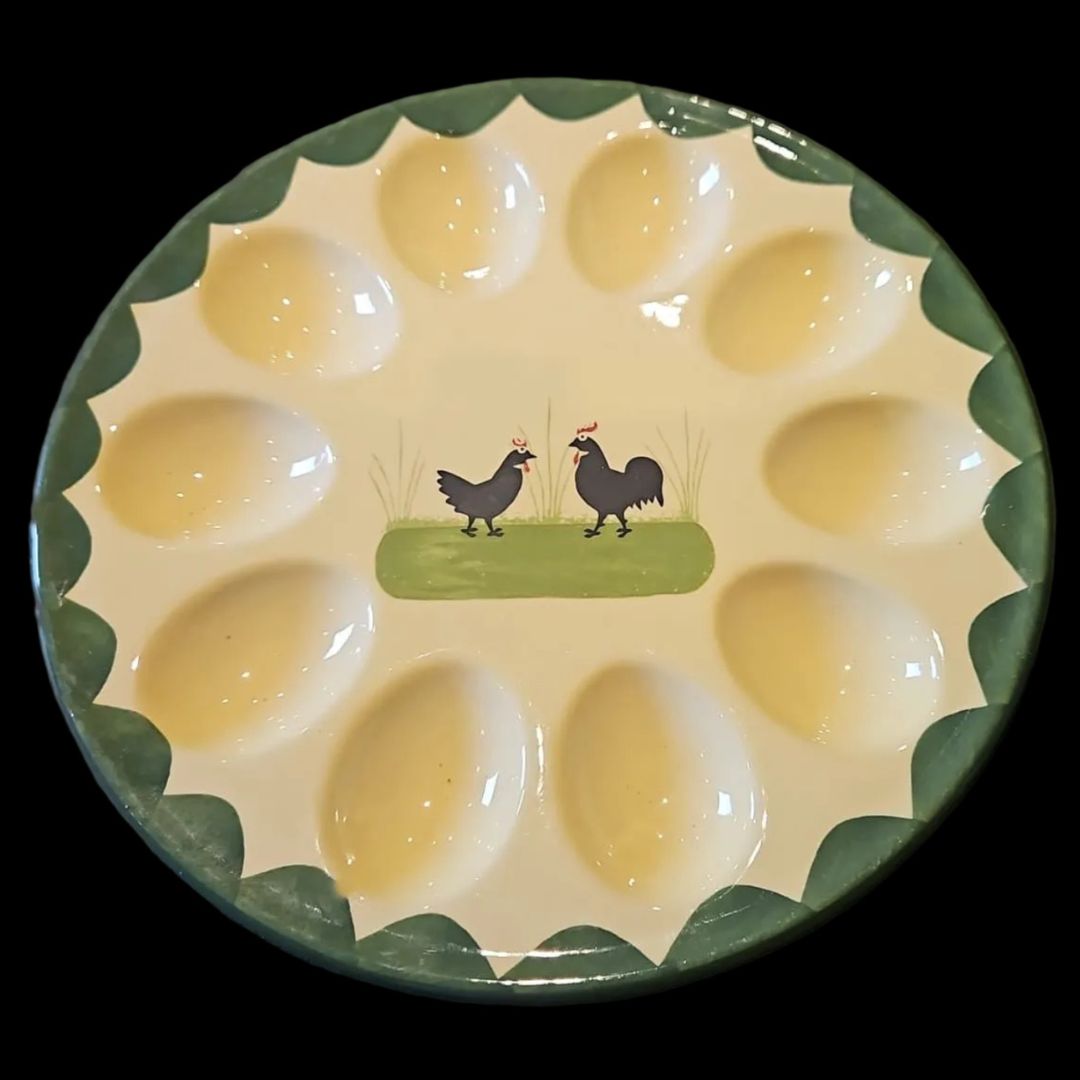 Zeller Keramik Hahn und Henne: Eierteller / Eierplatte / Servierteller ...